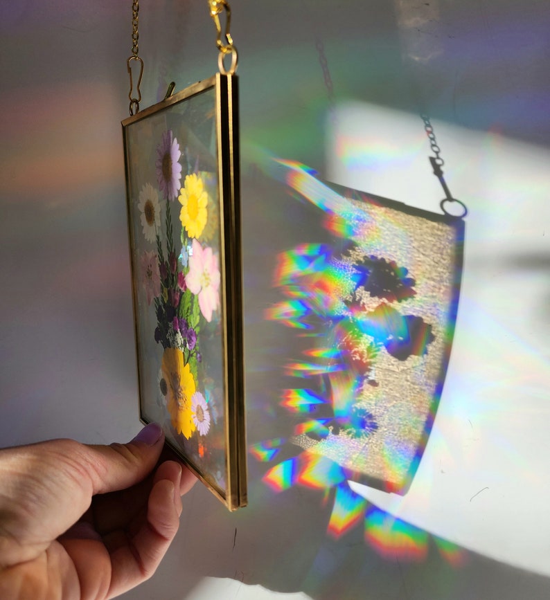 Pressed Flower Suncatcher – Rainbow Prism Light Refraction Art - Etsy