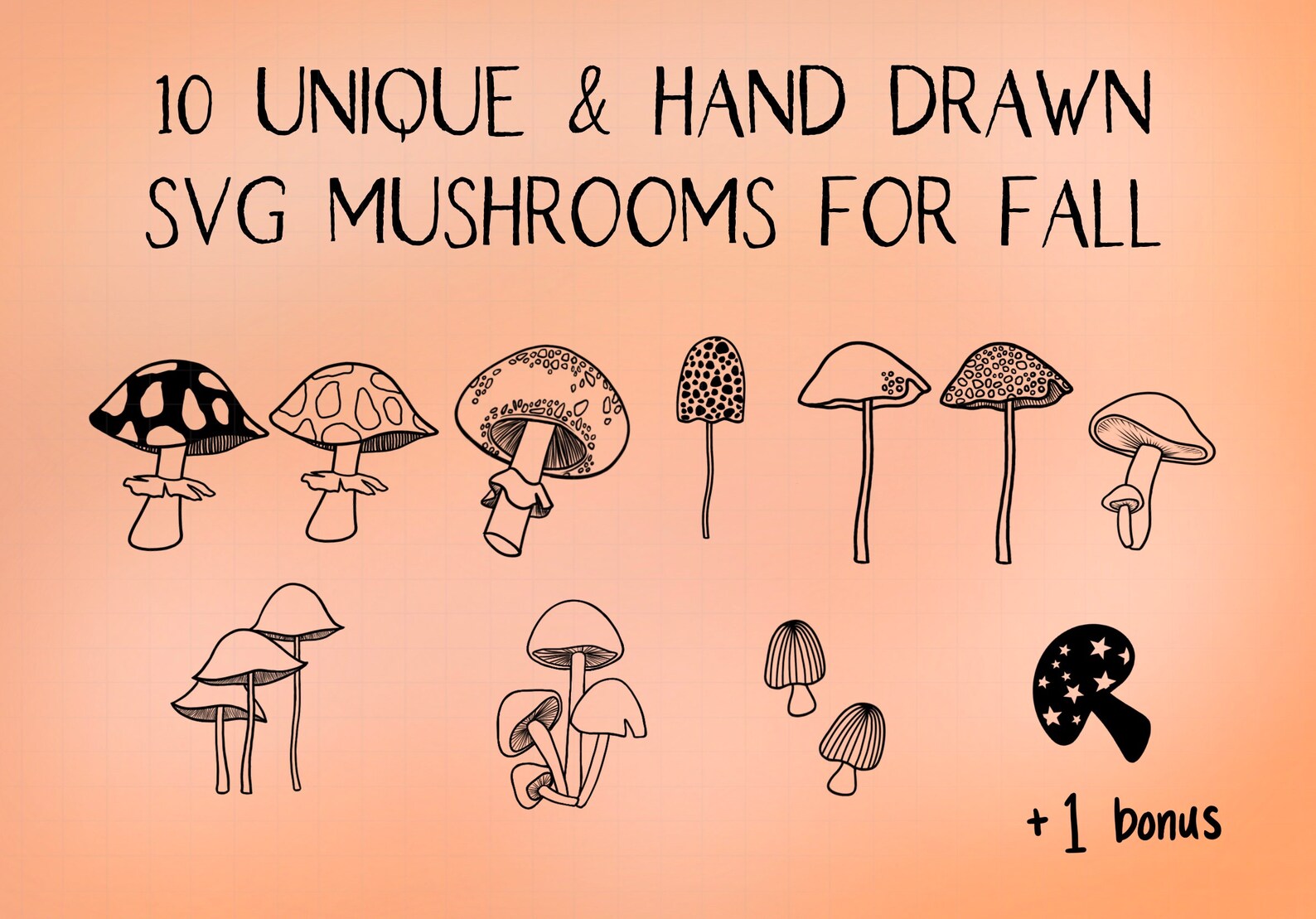 Fall Mushrooms Silhouette SVG PNG JPG File for Cricut Stencil Download ...