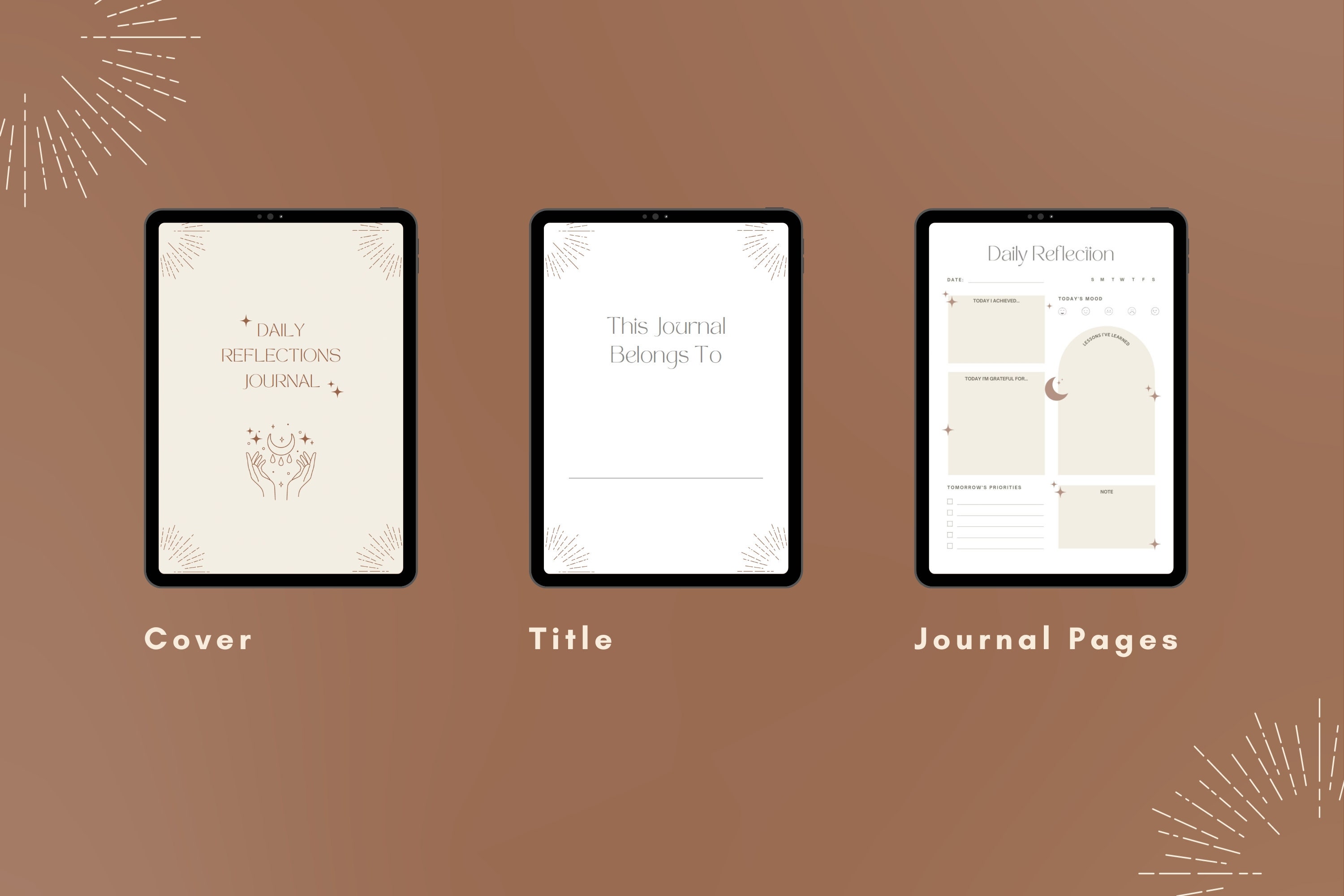 Daily Reflection Diary | Digital Planner | Printable Journal Pages ...