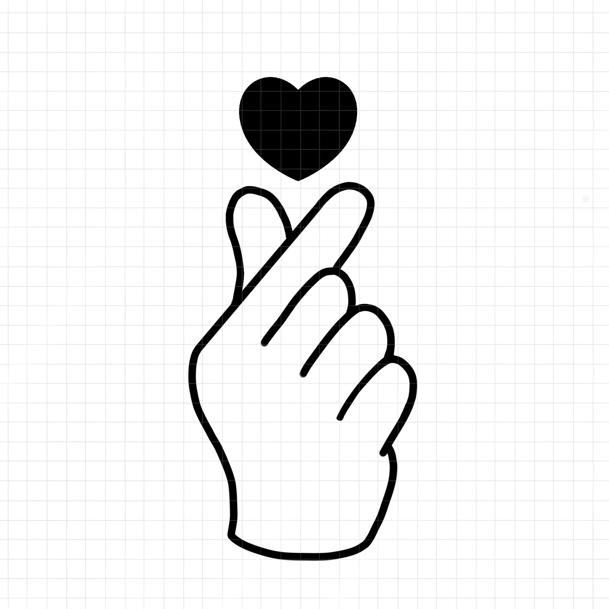 Heart Hand Symbol Silhouette SVG PNG JPG File for Cricut or Stencil ...