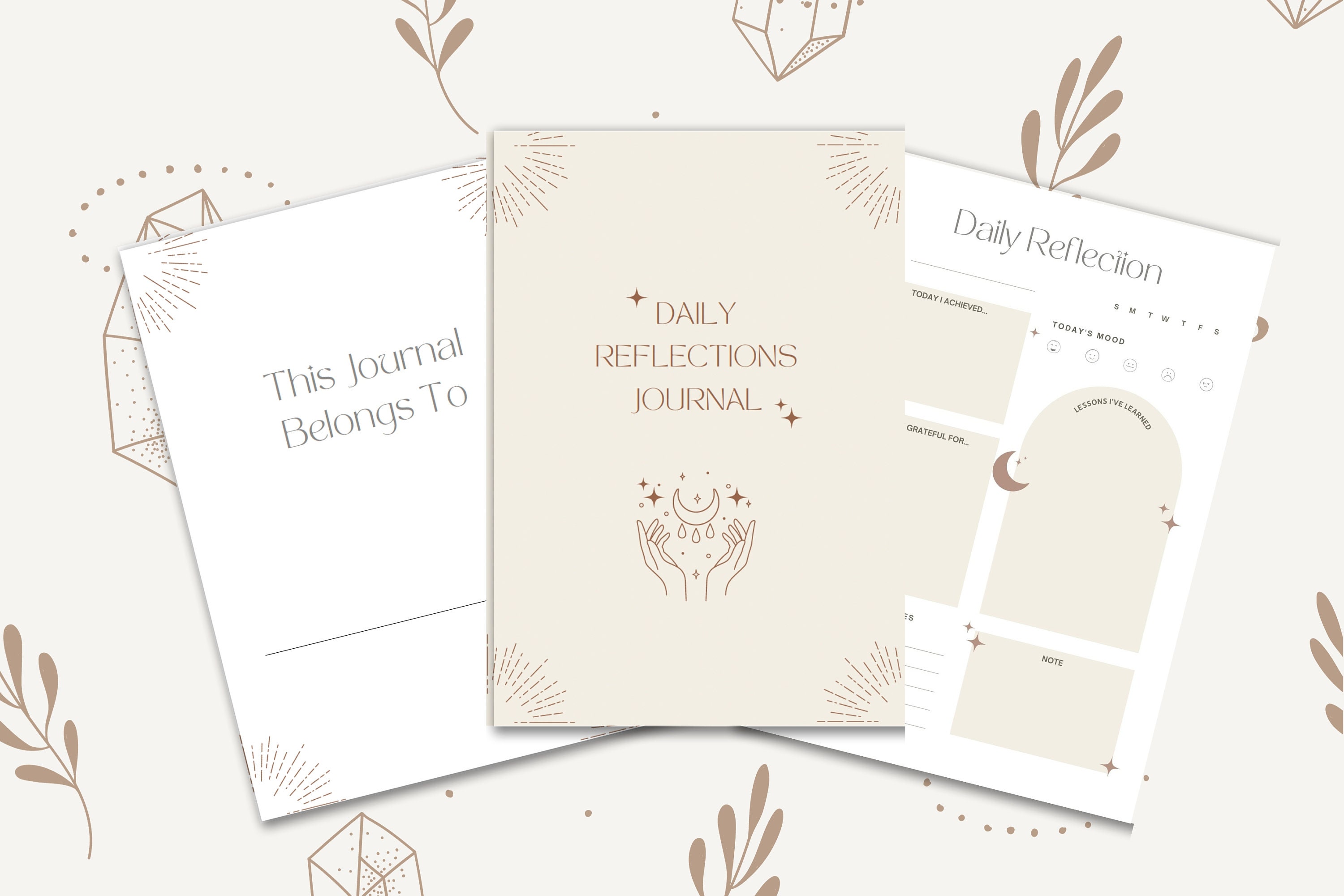 Daily Reflection Diary | Digital Planner | Printable Journal Pages ...