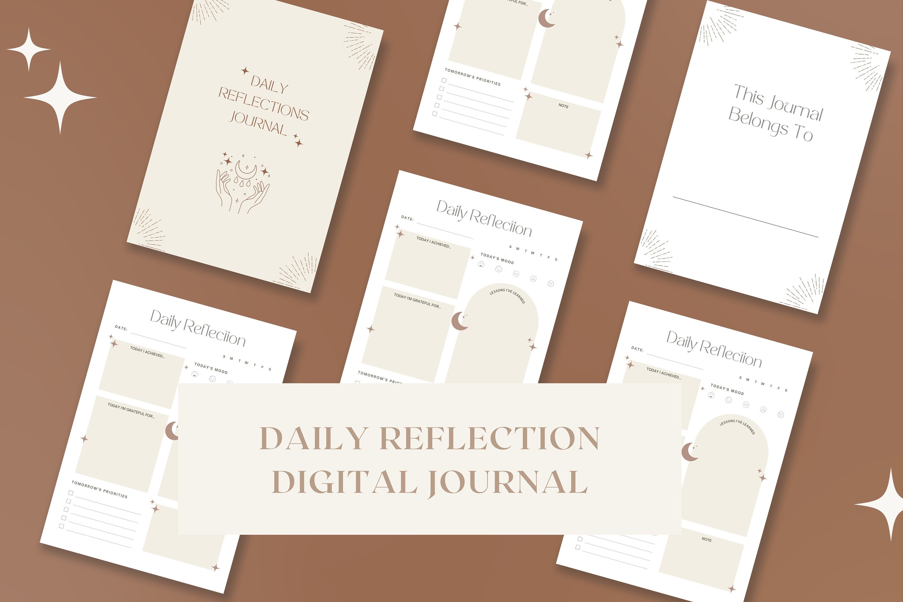 Daily Reflection Diary | Digital Planner | Printable Journal Pages ...