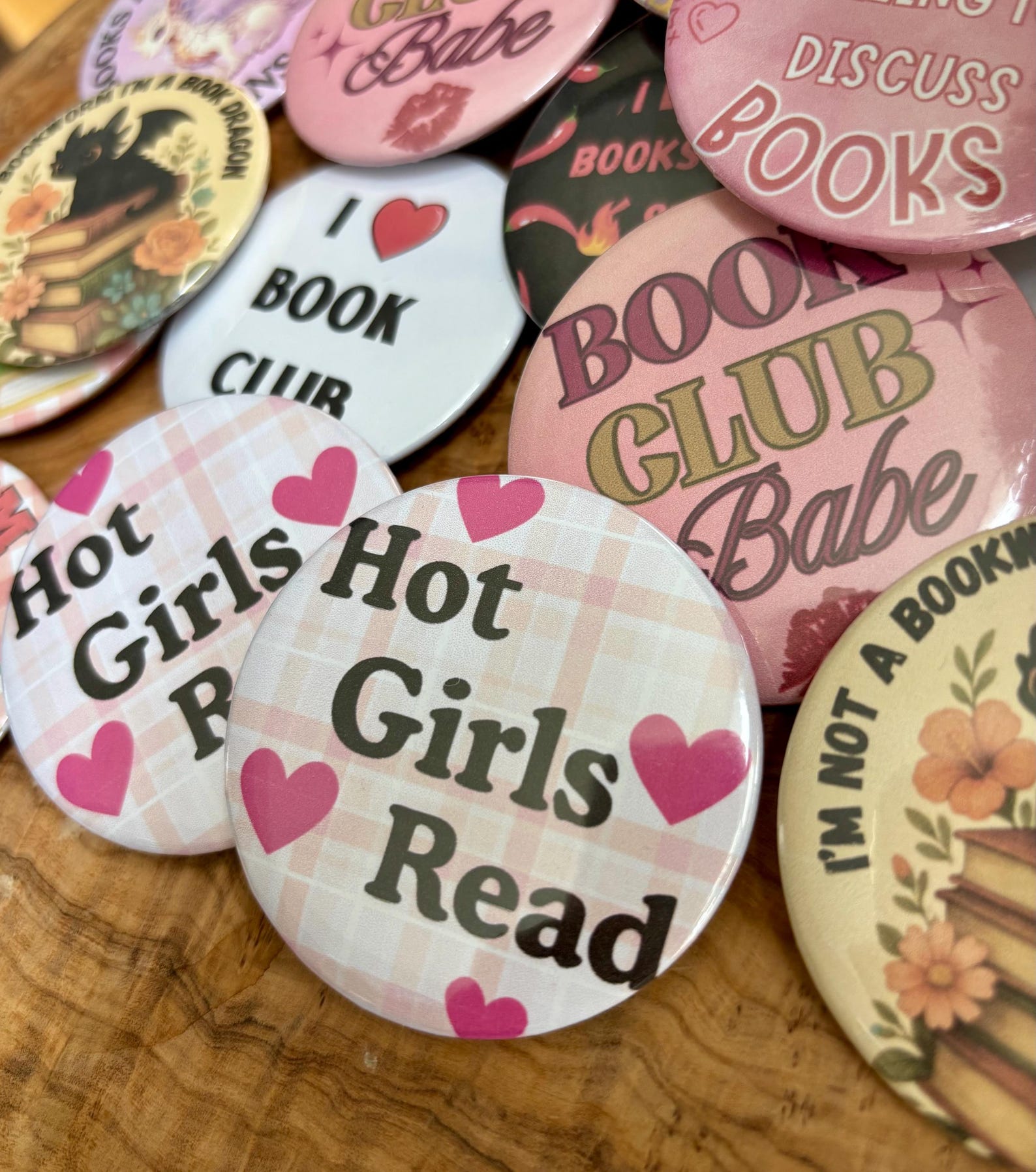 Hot Girls Read | Book Club Pin | Cute Bookish Button Accessory for ...