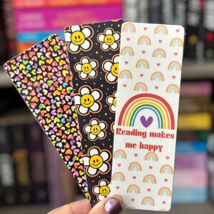 Reading Makes Me Happy Smiley Happy Face Rainbow Hearts Trio of ...