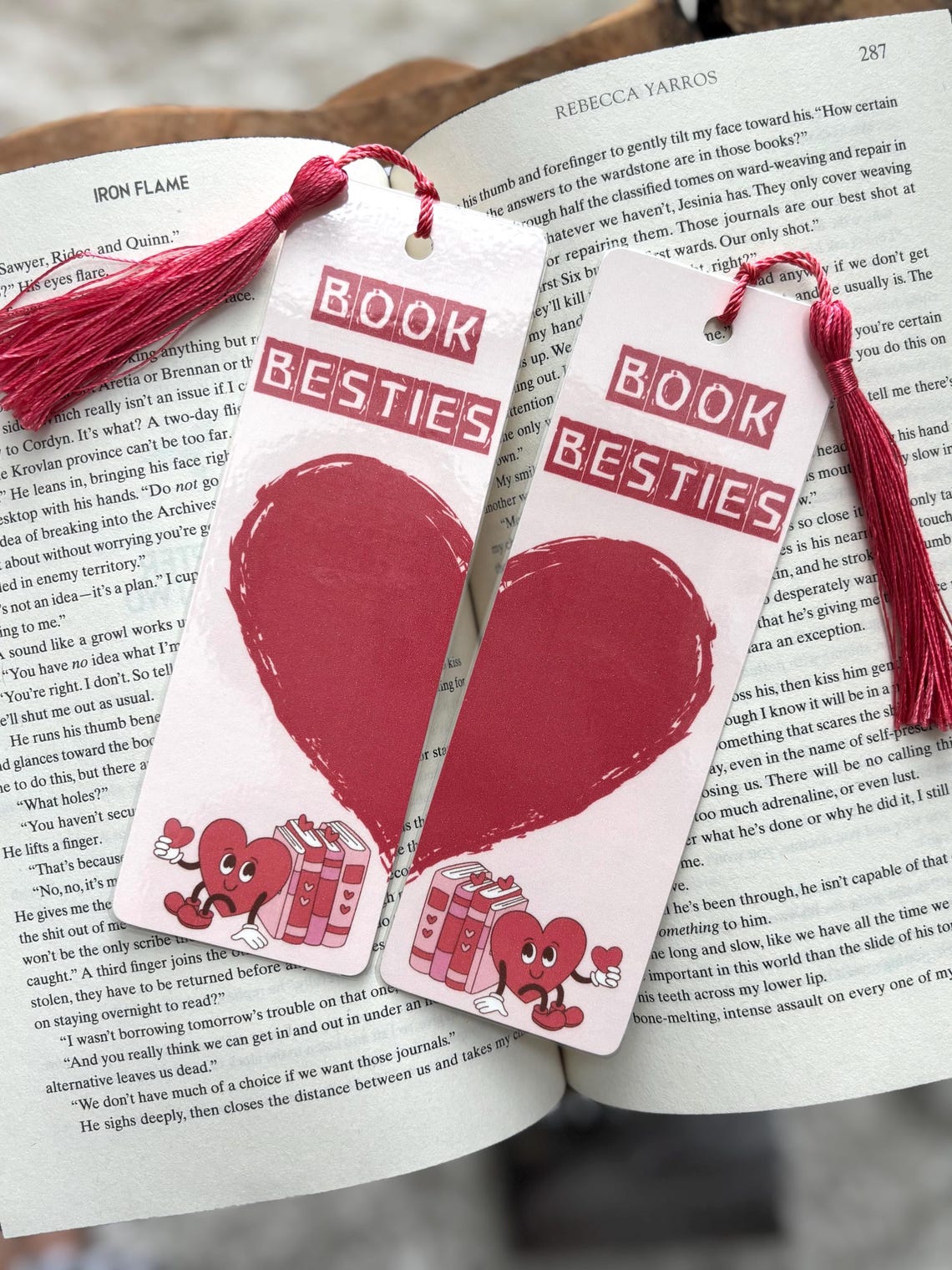 Book Besties BFF Matching Bookmarks Red Heart Bookish Gift for ...