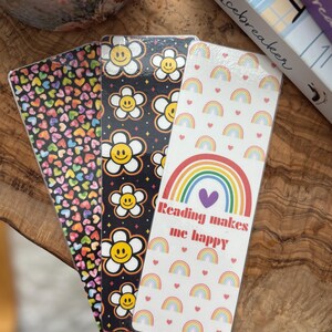 Reading Makes Me Happy Smiley Happy Face Rainbow Hearts Trio of ...