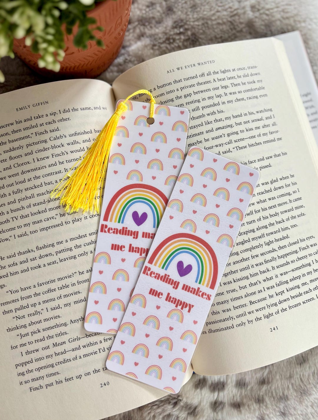 Reading Makes Me Happy Bright Rainbow Bookmark Bookish Gift for ...