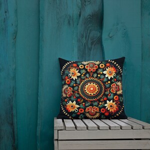 Throw Pillow Poland Decor Boho Art Colorful Pillow Modern Cushion Decor ...