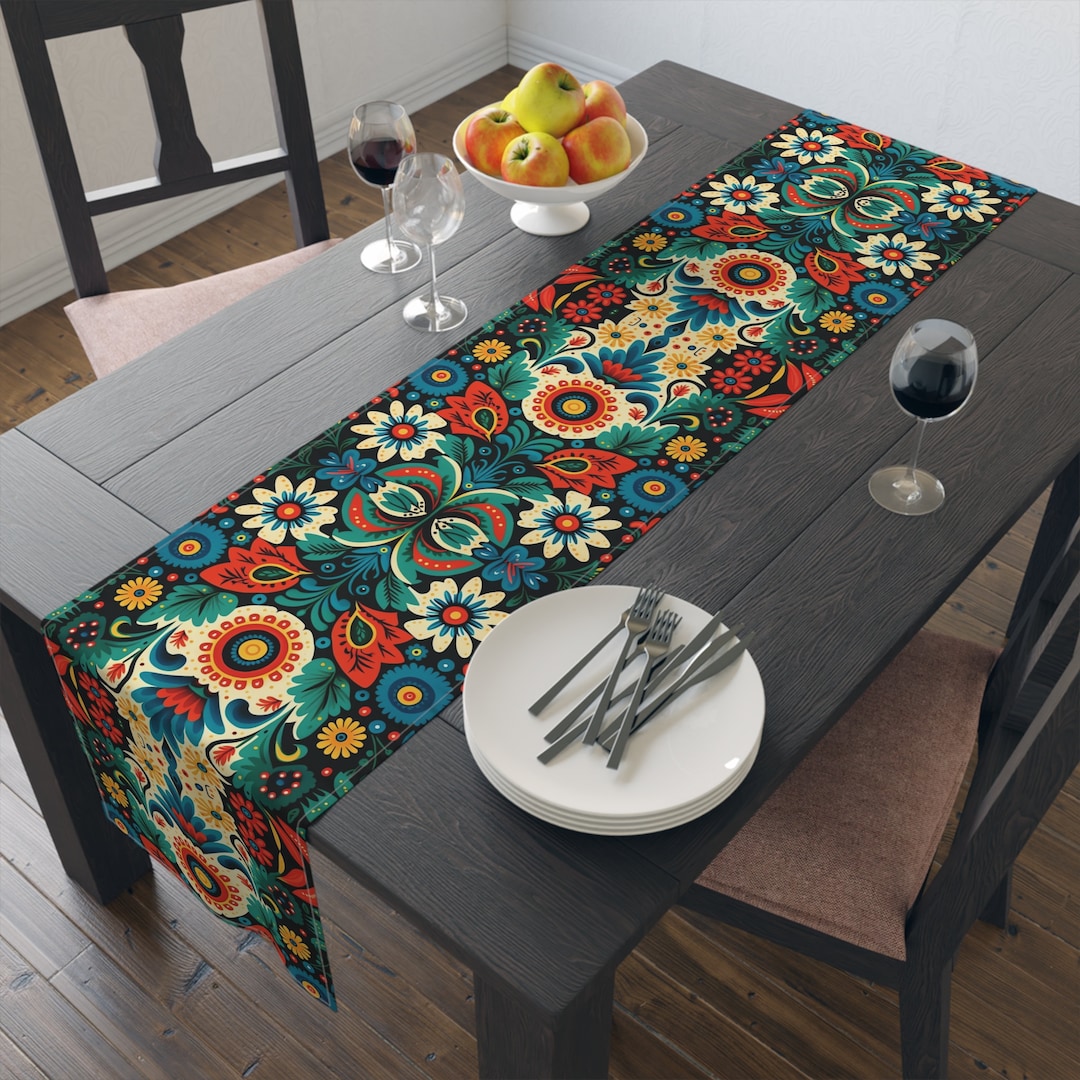 Polish Folk Art Table Runner – Rustic Floral Decor - Etsy