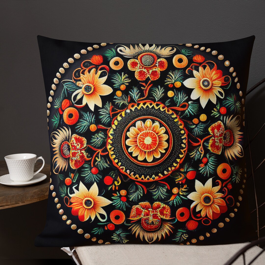 Throw Pillow Poland Decor Boho Art Colorful Pillow Modern Cushion Decor ...