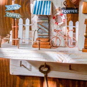 Handmade Wooden Key Holder, Wooden Lighthouse, Wall Hanging Key Holder ...