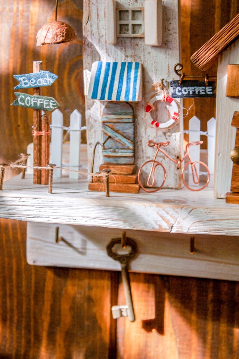 Handmade Wooden Key Holder, Wooden Lighthouse, Wall Hanging Key Holder ...