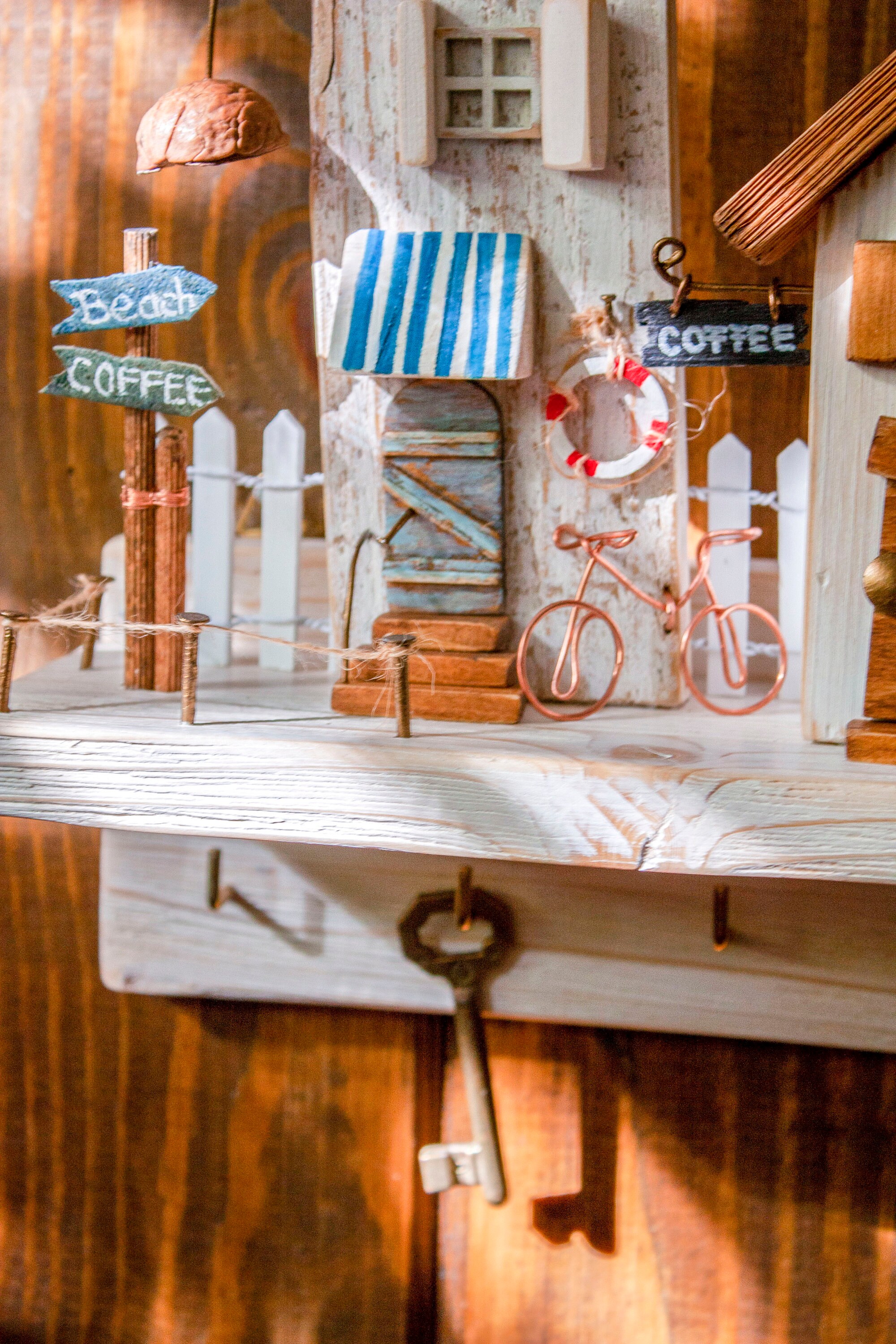 Handmade Wooden Key Holder, Wooden Lighthouse, Wall Hanging Key Holder ...