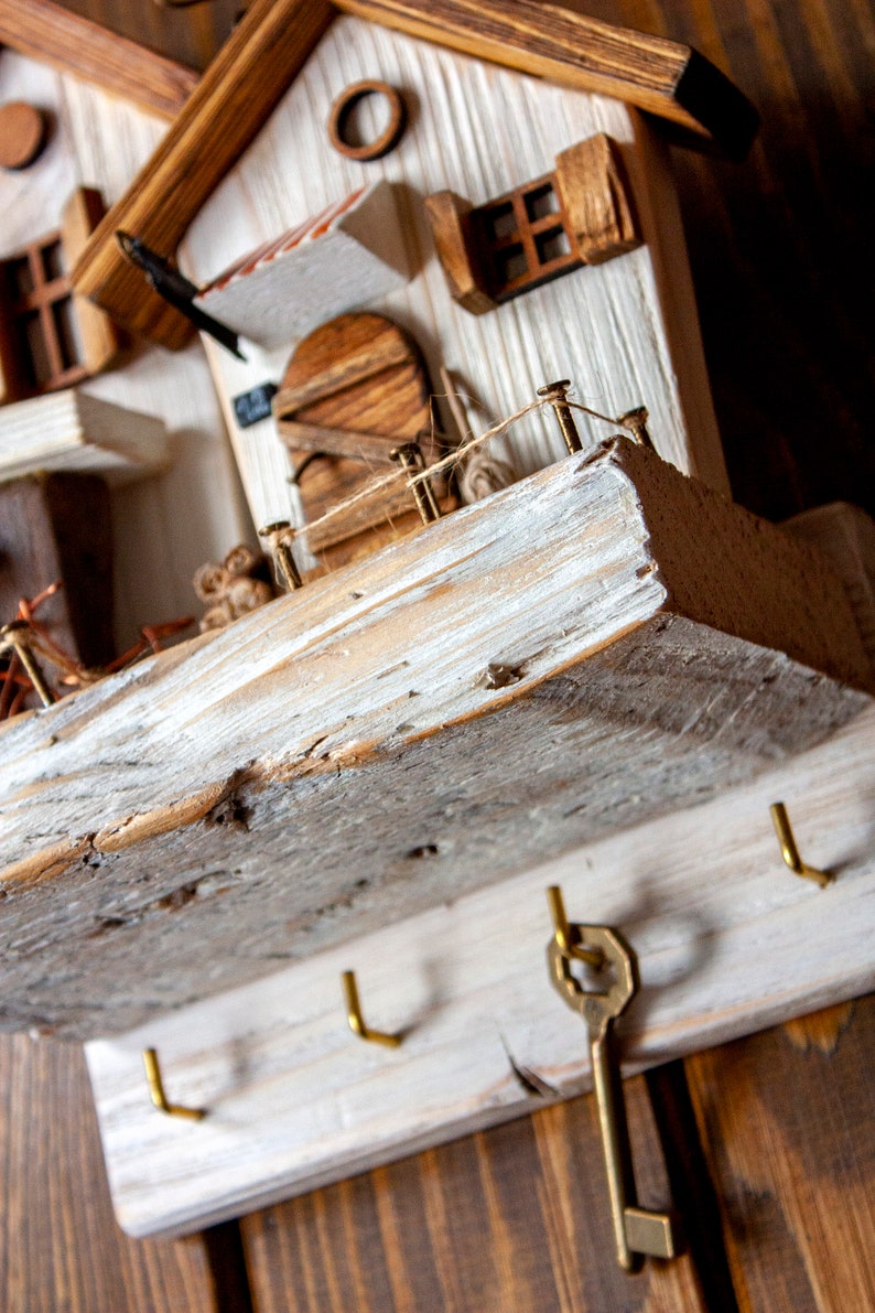 Handmade Wooden Key Holder, Wooden Houses, Wall Hanging Key Holder - Etsy