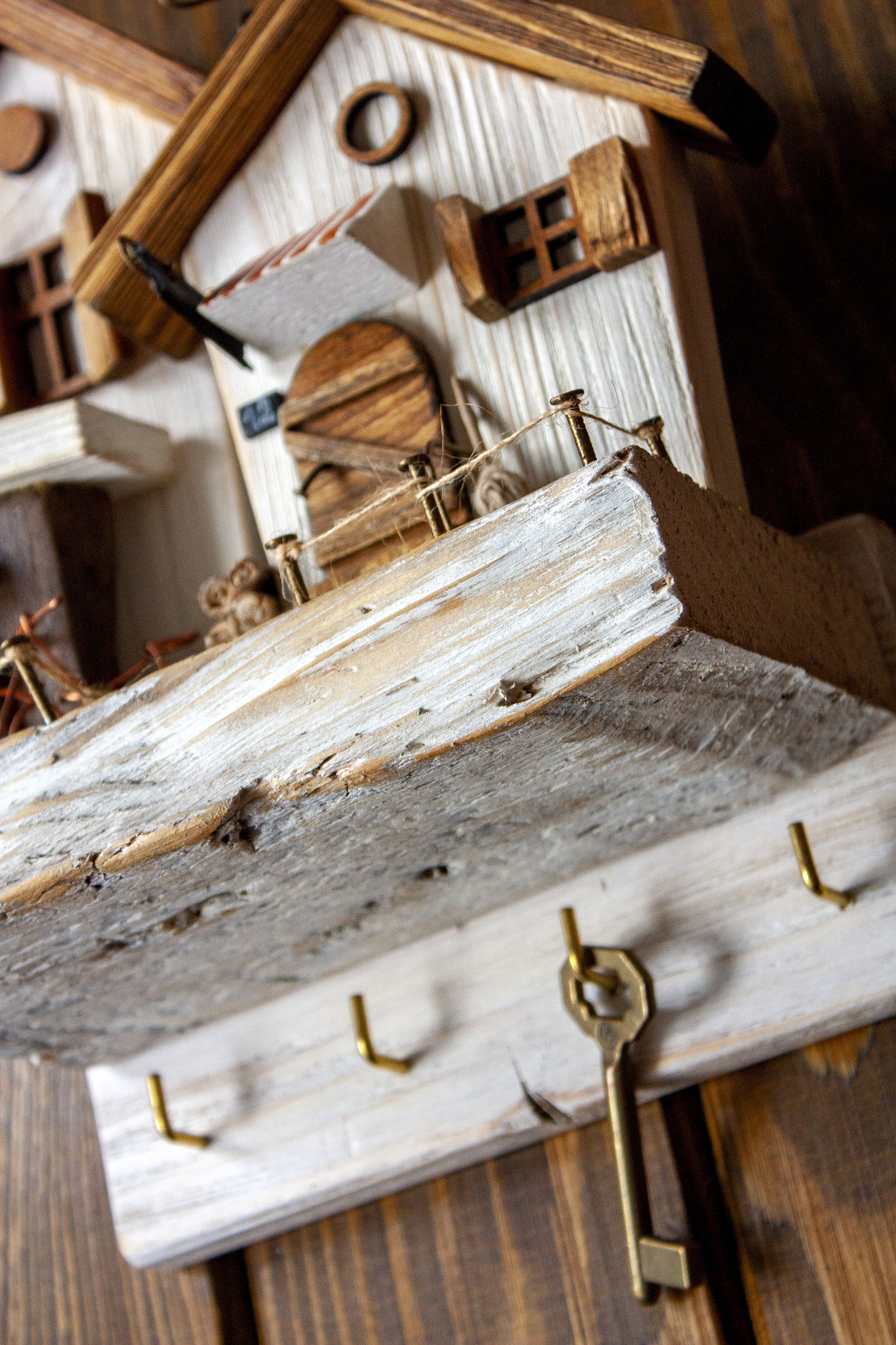 Handmade Wooden Key Holder, Wooden Houses, Wall Hanging Key Holder - Etsy