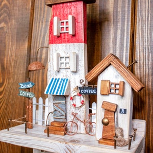 Handmade Wooden Key Holder, Wooden Lighthouse, Wall Hanging Key Holder ...