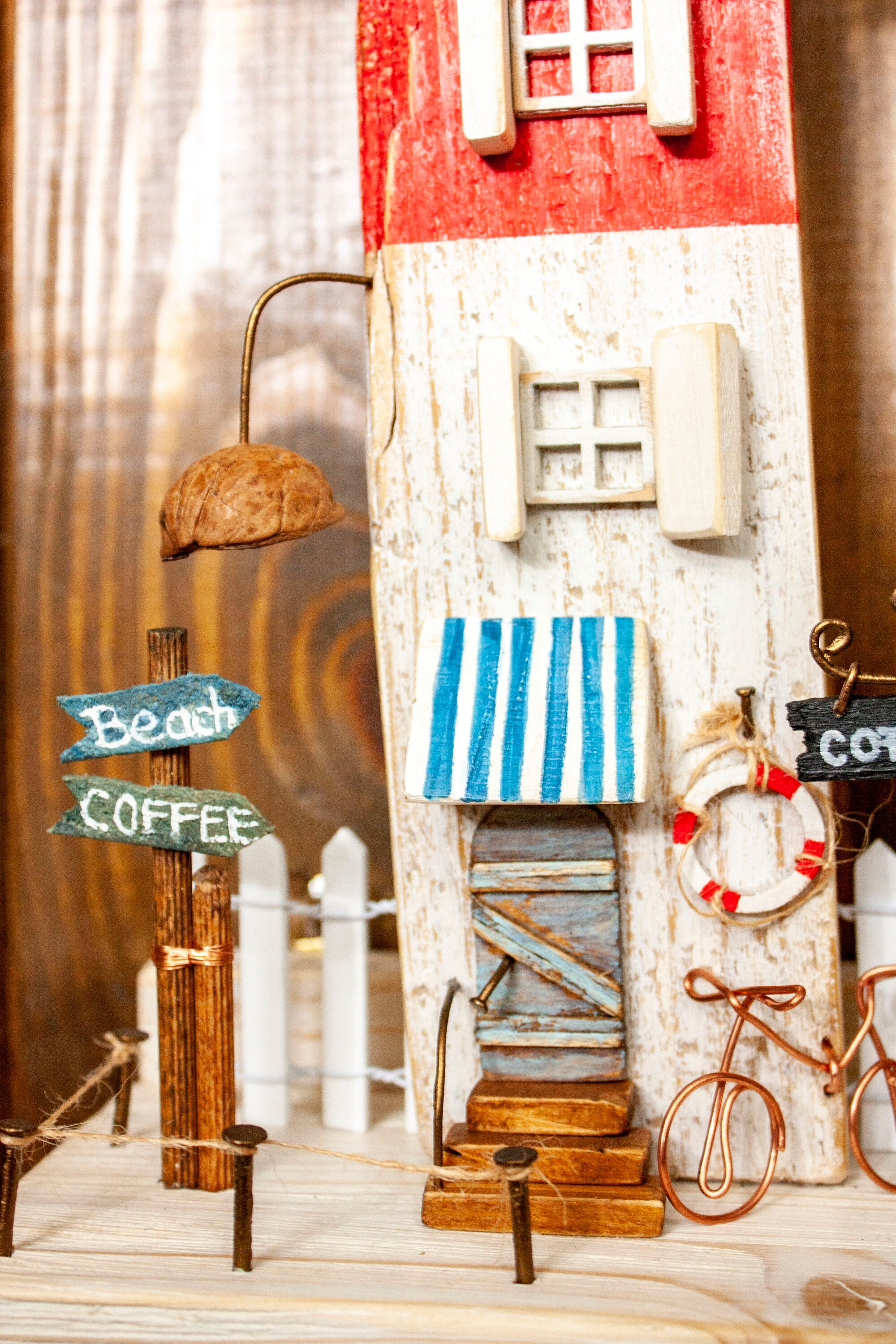 Handmade Wooden Key Holder, Wooden Lighthouse, Wall Hanging Key Holder ...