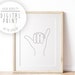 Shaka Sign Hand One Line Art INSTANT DOWLOAD, Black and White Shaka ...