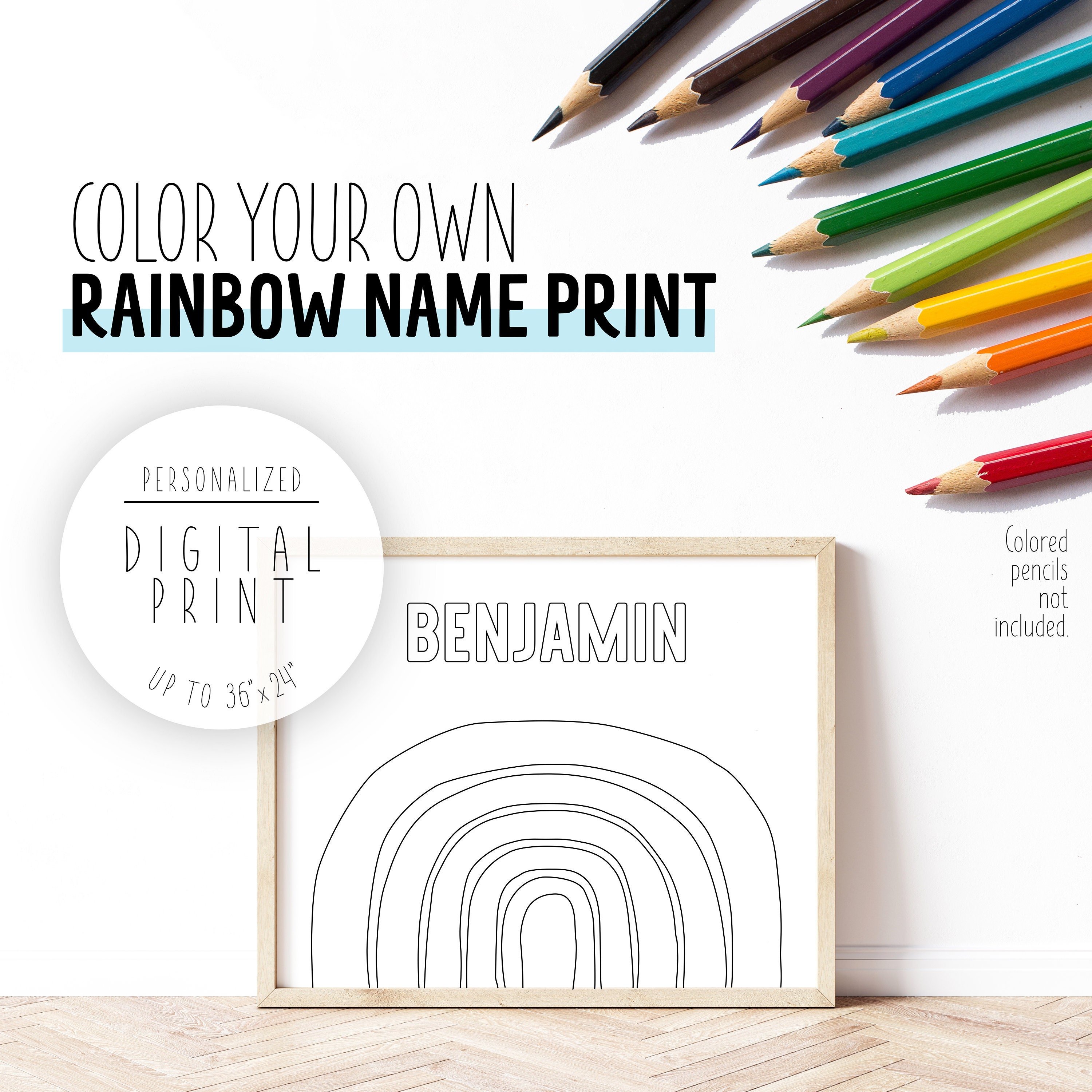 Color Your Own Rainbow Name Print DIGITAL DOWNLOAD Printable - Etsy
