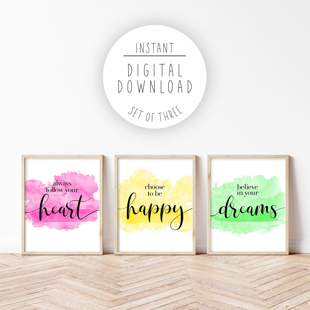 Motivational Inspirational Quotes: Neon Pink Yellow & Green Watercolor ...