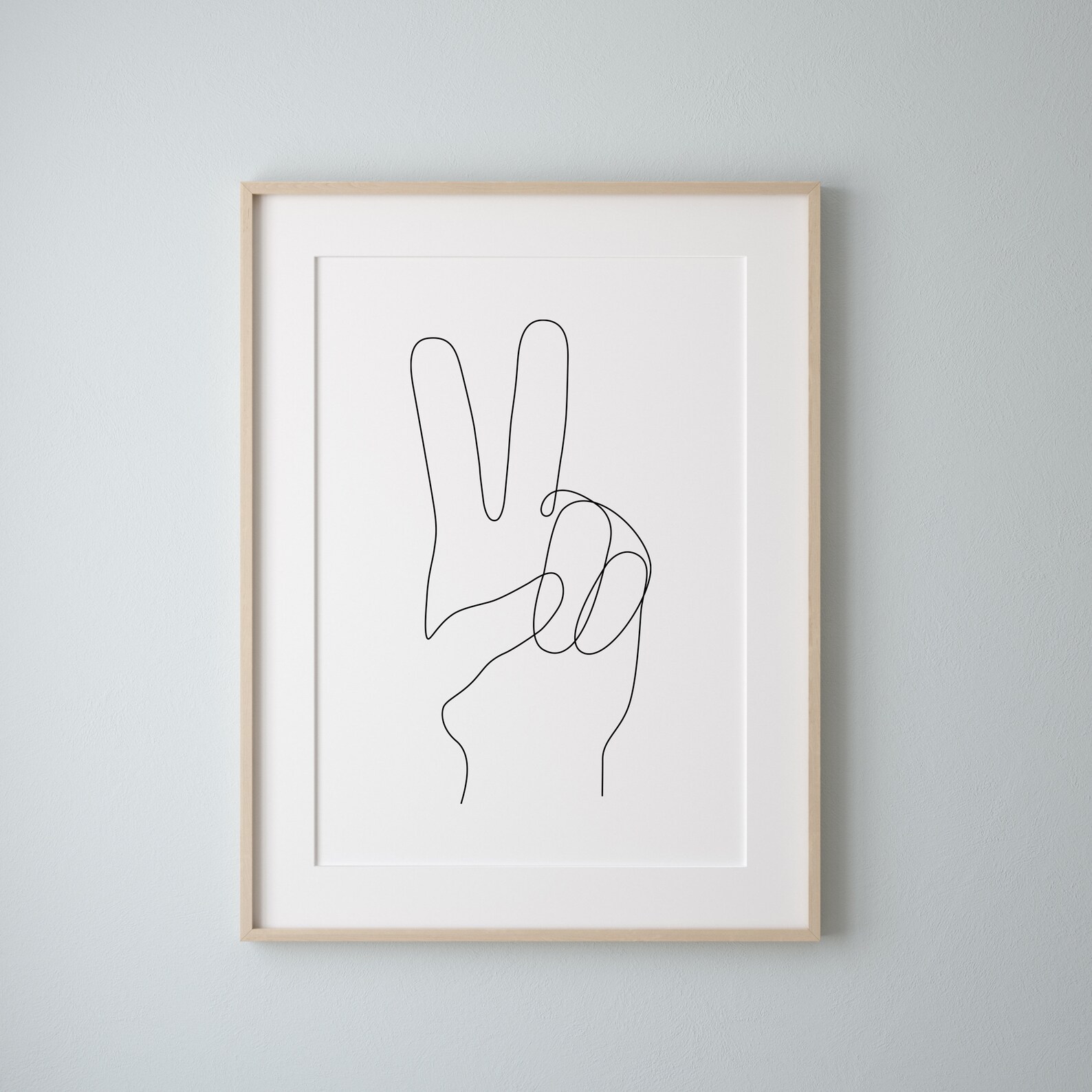 Peace Sign Hand One Line Art INSTANT DOWLOAD Black and White | Etsy