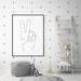 Peace Sign Hand One Line Art INSTANT DOWNLOAD, Black & White Peace Sign ...