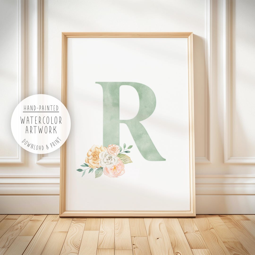 Choose Your Letter Sage Hand-painted Watercolor Florals DOWNLOAD, Sage ...