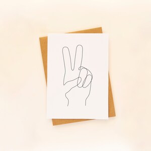Peace Sign Hand One Line Art INSTANT DOWNLOAD, Black & White Peace Sign ...