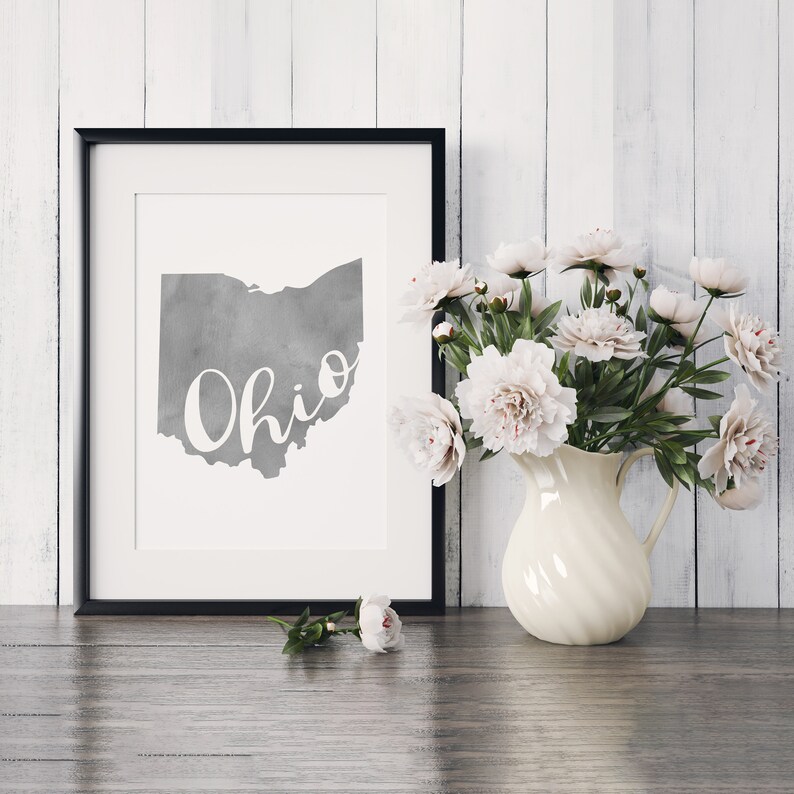Ohio State Watercolor Printable INSTANT DOWNLOAD, Ohio Outline Art ...
