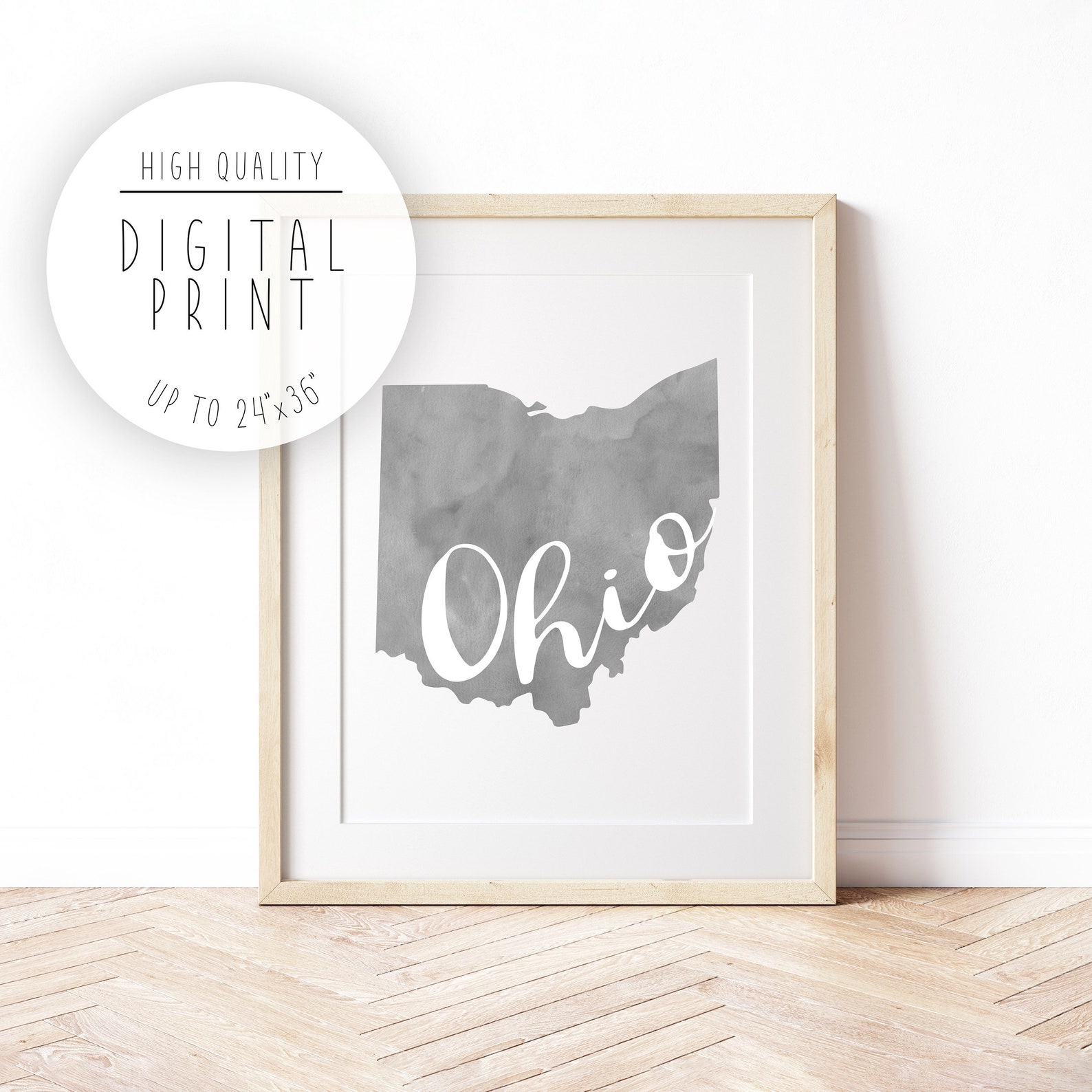 Ohio State Watercolor Printable INSTANT DOWNLOAD, Ohio Outline Art ...