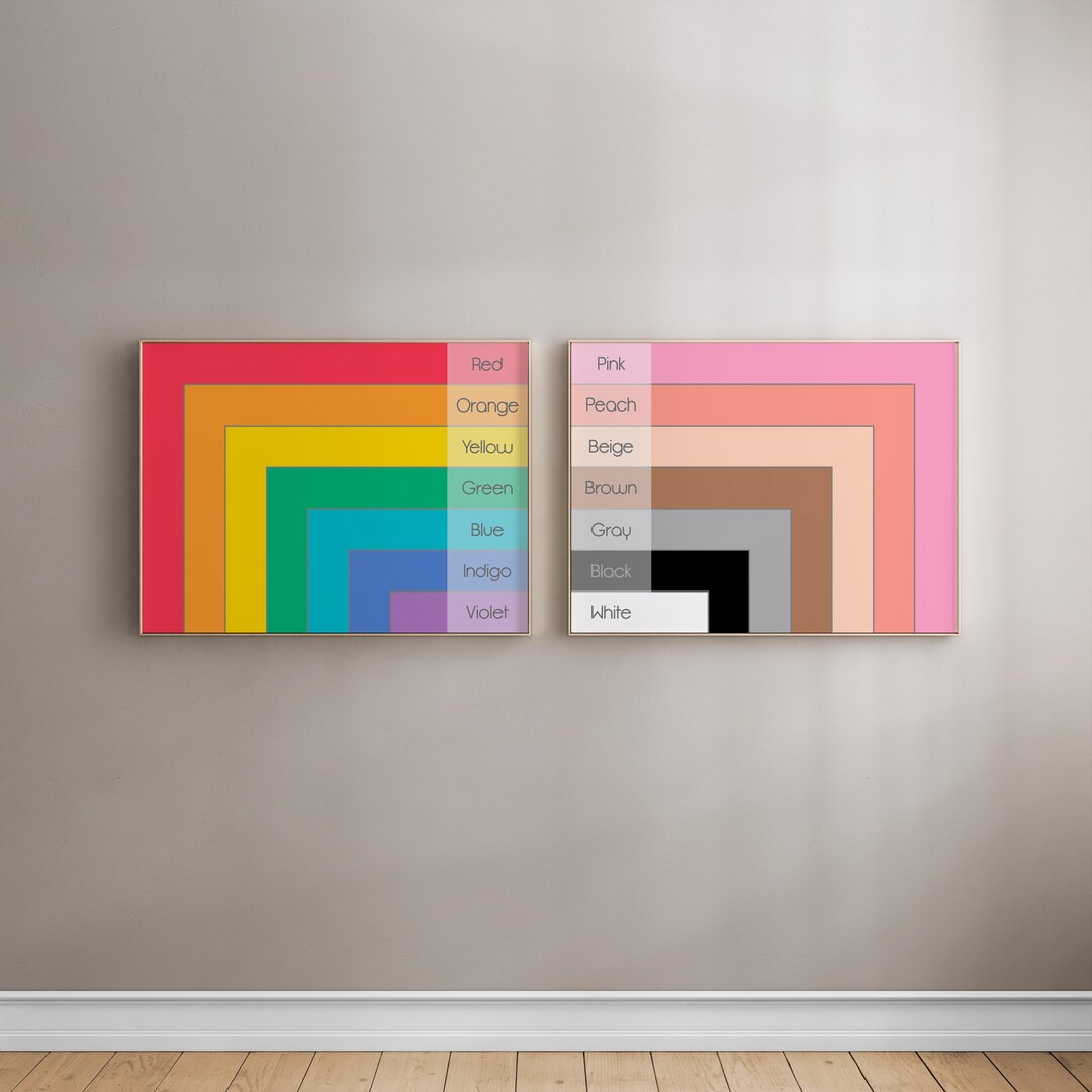 Color Chart Art Print Set: Modern Classroom Playroom Rainbow Color ...