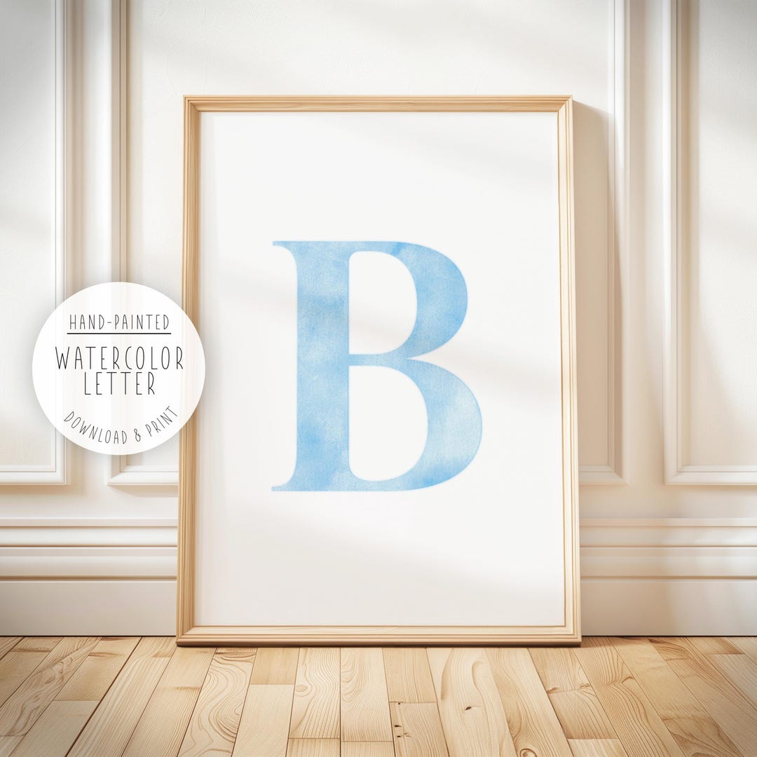 Choose Your Letter: Hand-painted Baby Blue Watercolor Custom Initial ...