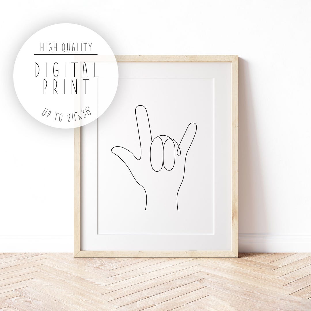 ILY I Love You American Sign Language INSTANT DOWNLOAD, Black & White ...
