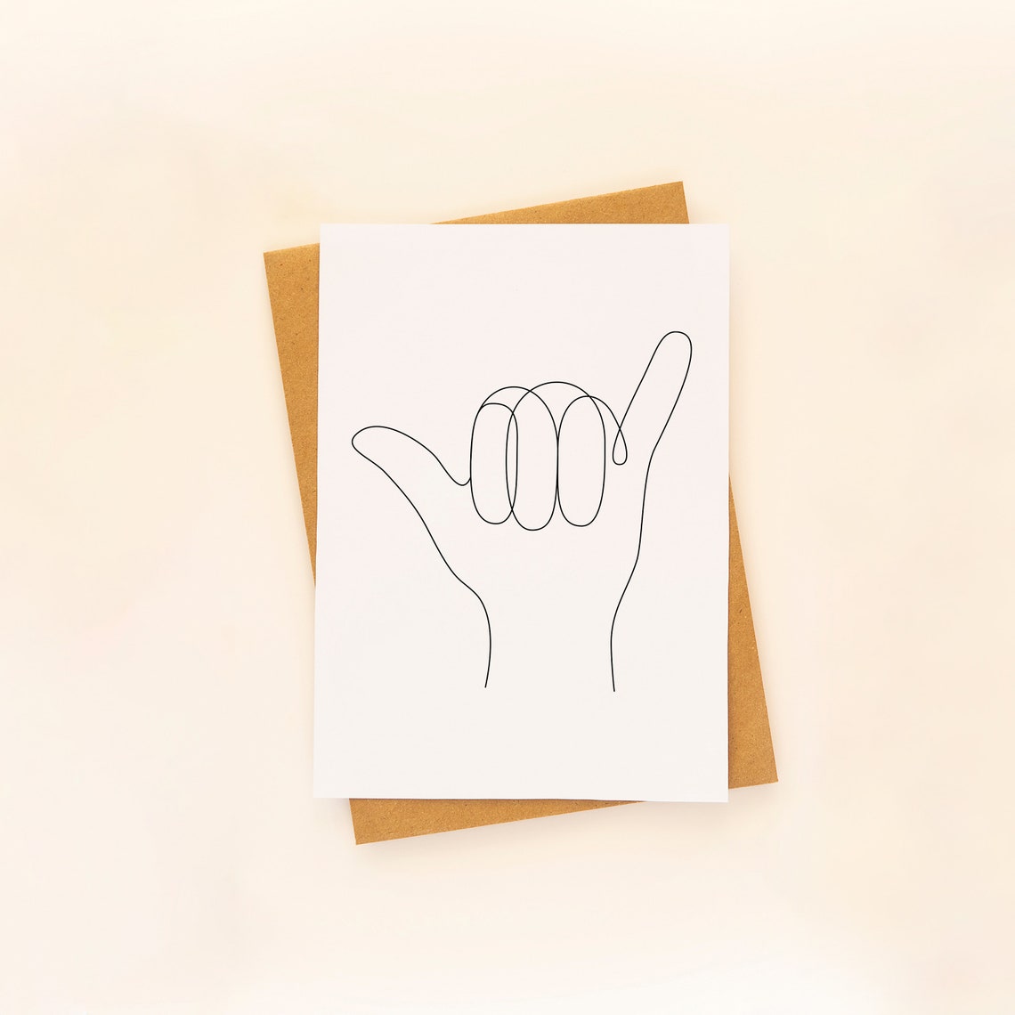 Shaka Sign One Line Art: Black & White Minimalist "hang Loose" Hand ...