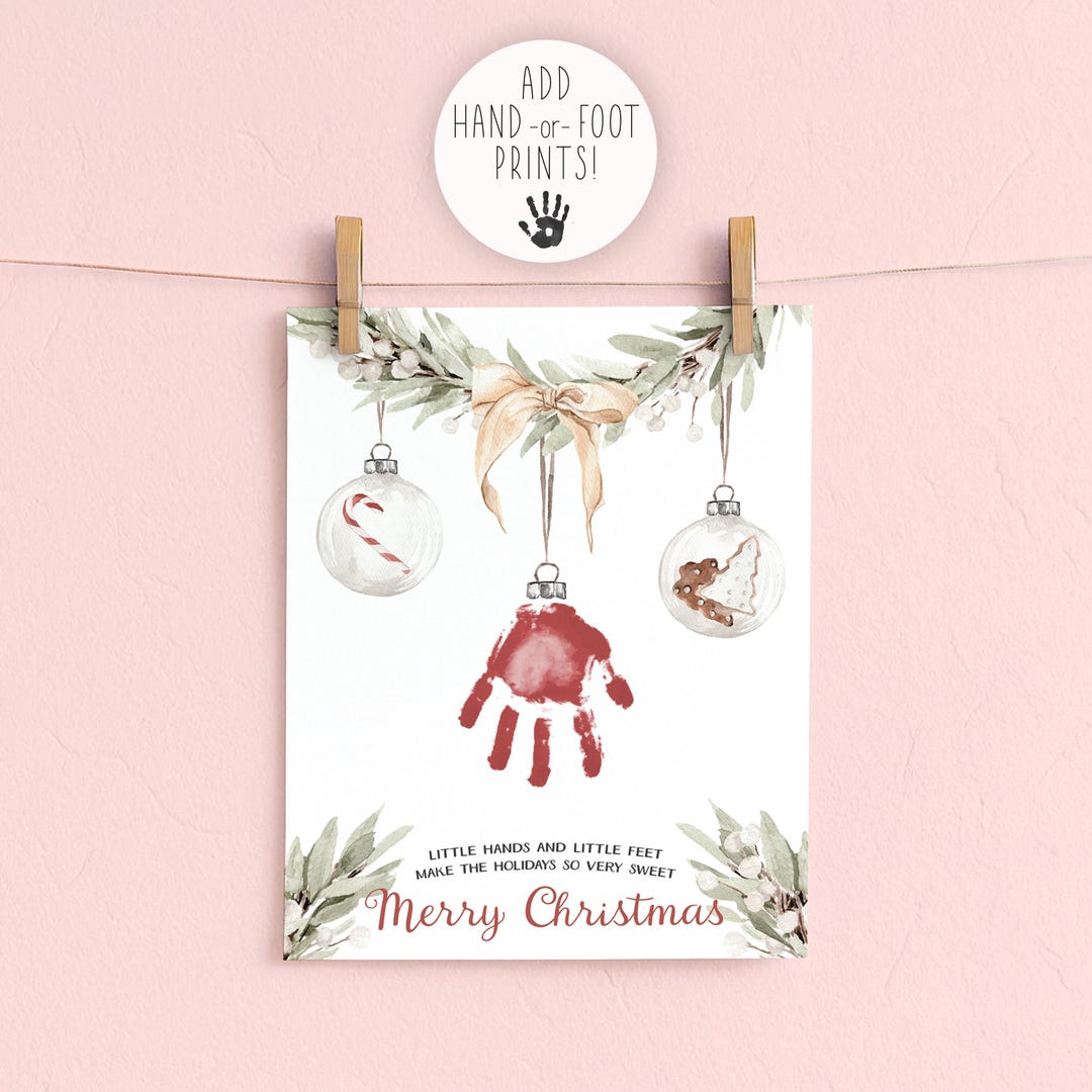 Merry Christmas Handprint Footprint Keepsake Craft: Baby Kids Hand ...