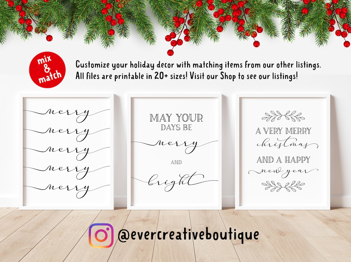 May Your Days Be Merry and Bright Christmas Printable INSTANT DOWNLOAD ...