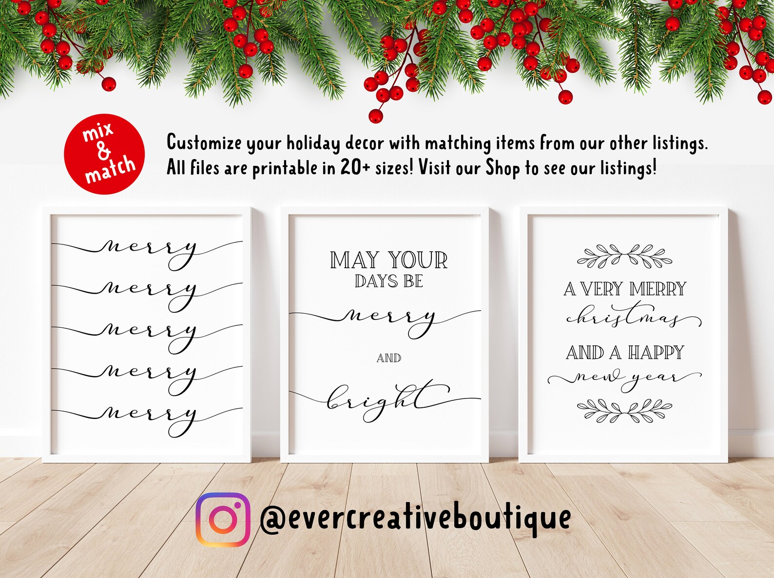 May Your Days Be Merry and Bright Christmas Printable INSTANT - Etsy