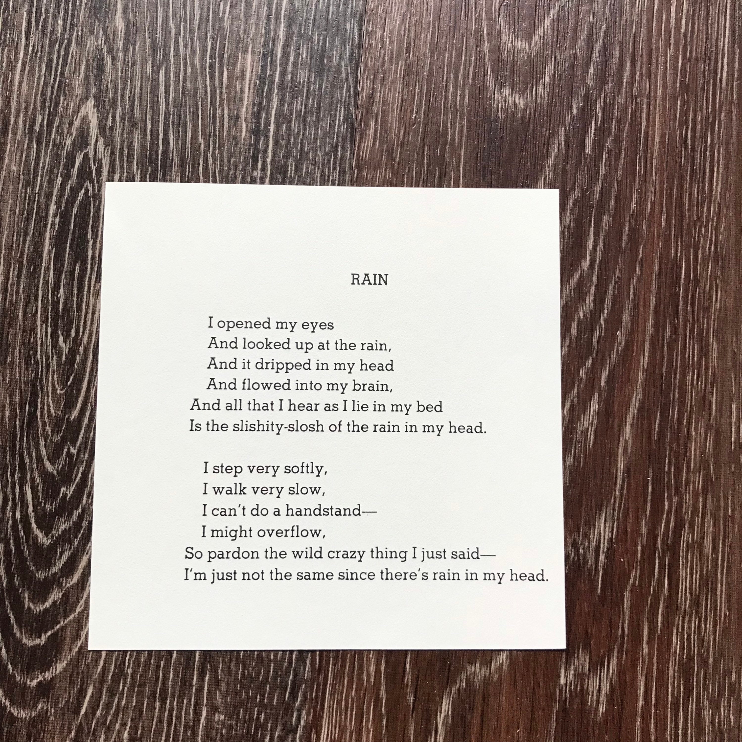 Vintage Pages Shel Silverstein Rain Poem 1990s Children Poem Nursery ...