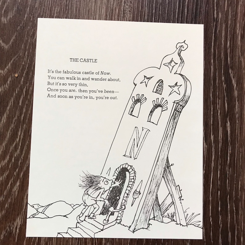 Vintage Pages Shel Silverstein the Castle of Now Poem and Illustration ...