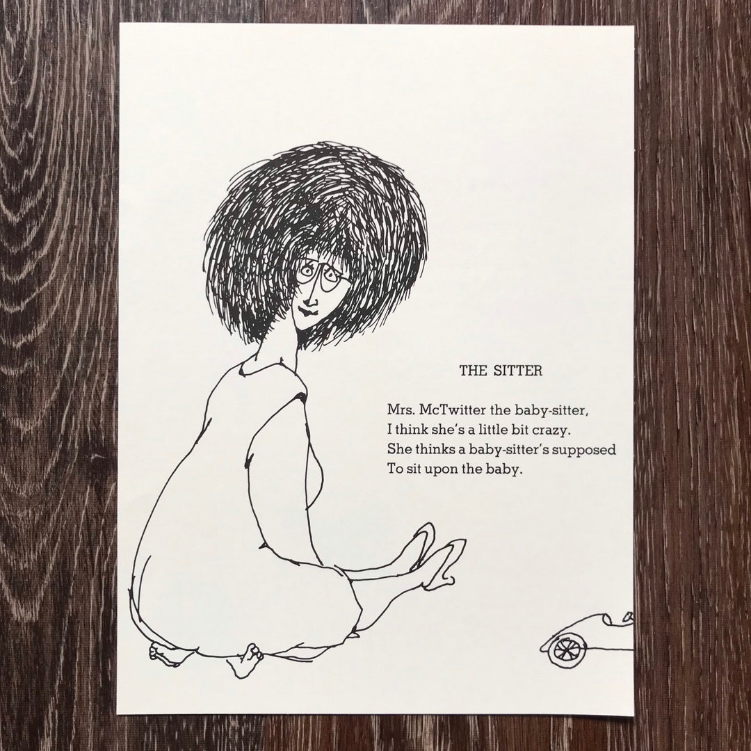 Vintage Pages Shel Silverstein the Sitter Poem and Illustration Nanny ...
