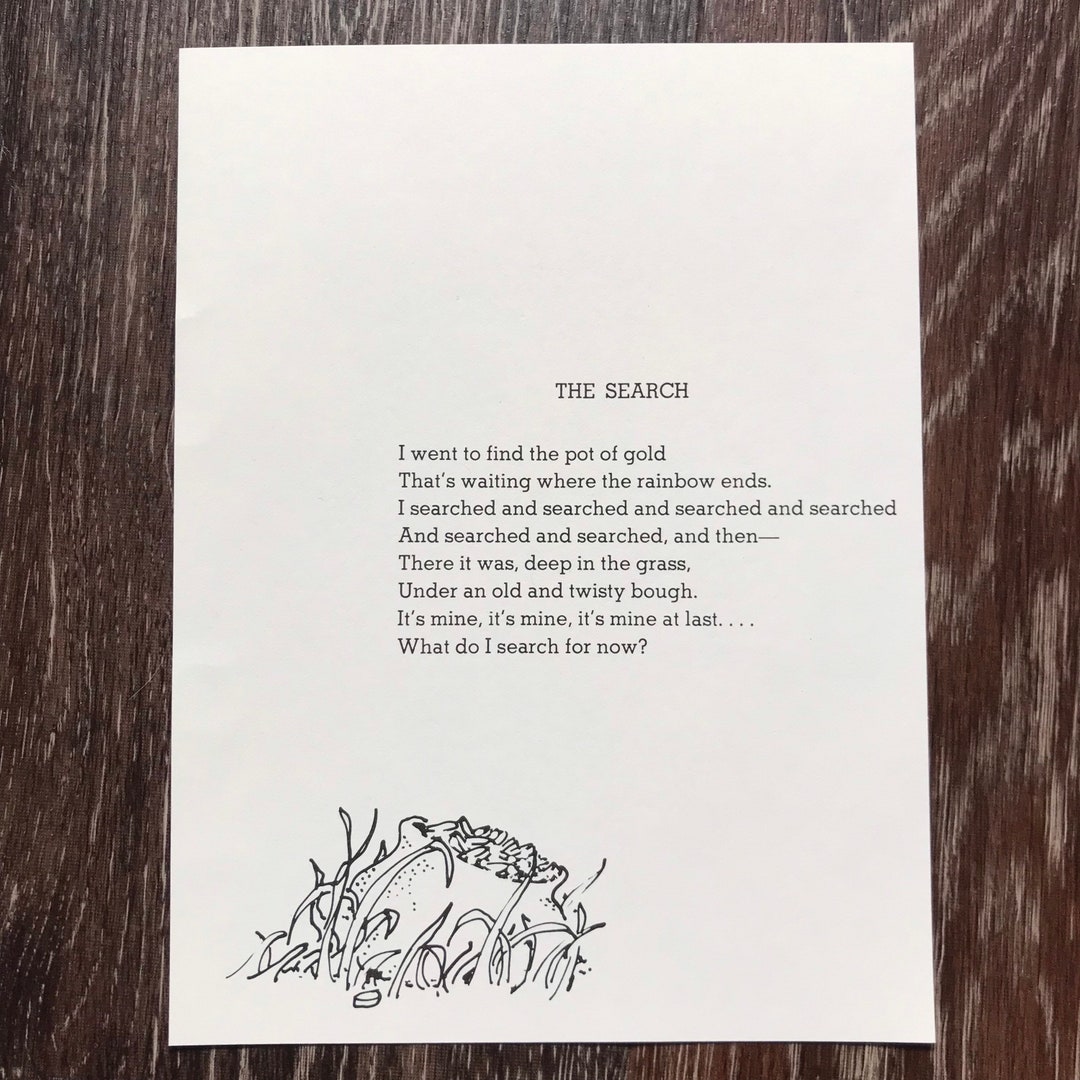 Vintage Pages Shel Silverstein the Search Poem and Illustration Pot of ...