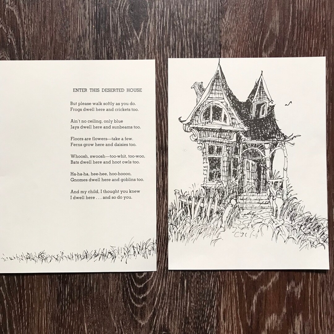 Vintage Two Pages Shel Silverstein Enter the Deserted House Poem and ...