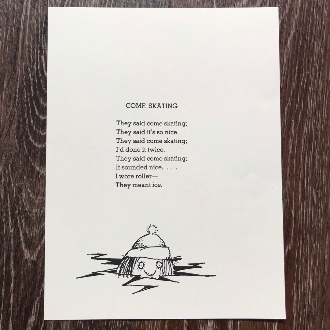Vintage Pages Shel Silverstein Come Skating Poem and Illustration | Ice ...