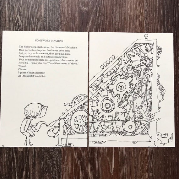 Vintage Two Pages Shel Silverstein Homework Machine Poem and | Etsy