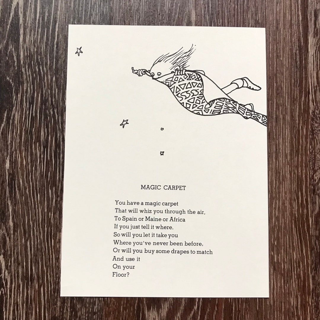 Vintage Pages Shel Silverstein Magic Carpet Poem and Illustration ...