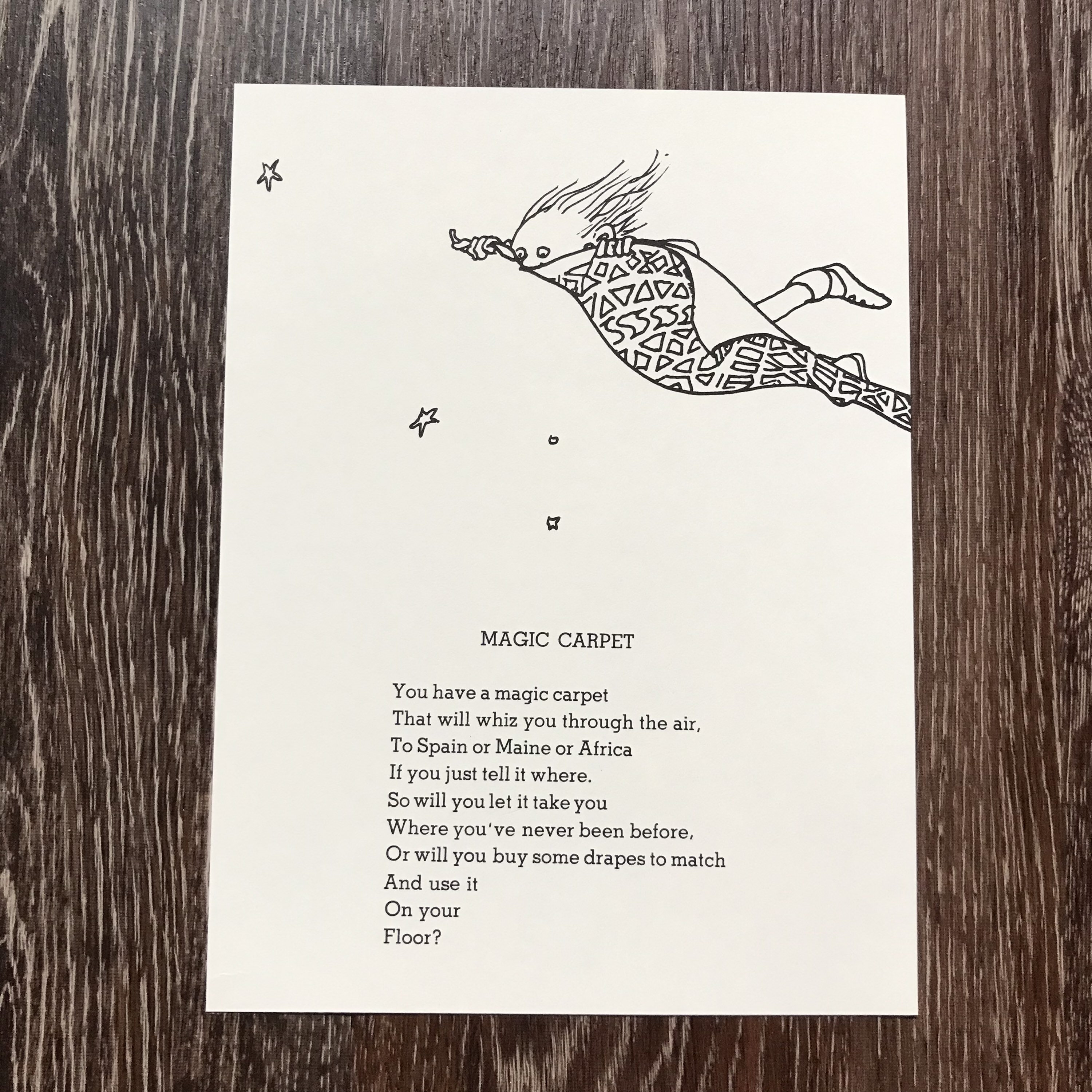 Vintage Pages Shel Silverstein Magic Carpet Poem and Illustration ...