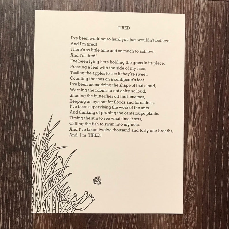 Vintage Pages Shel Silverstein Tired Poem and Illustration | Play ...