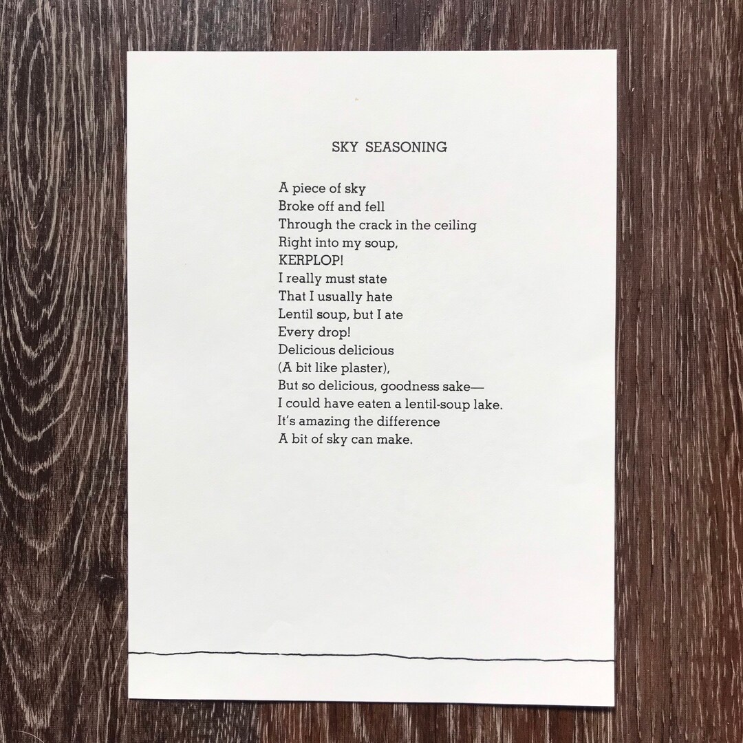 Vintage Pages Shel Silverstein Sky Seasoning Poem Nursery Decor 8 X 6 ...