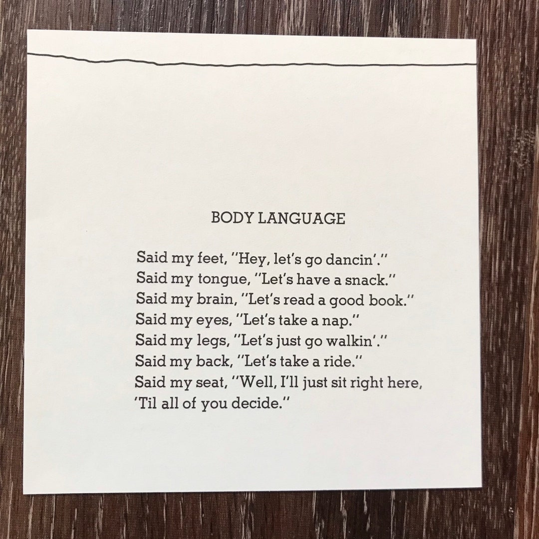 Vintage Pages Body Language Shel Silverstein Poem | Falling up ...