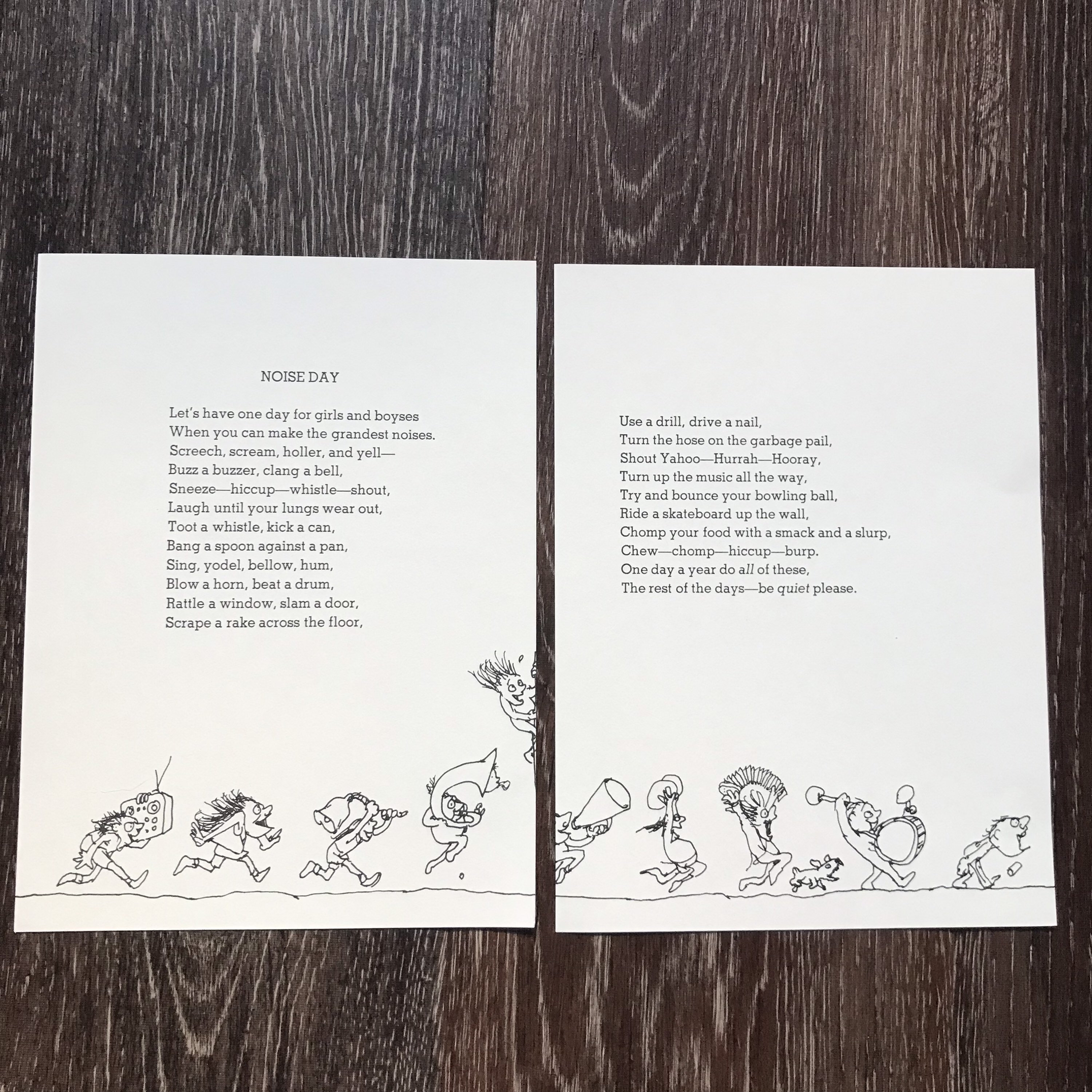Vintage Two Pages Shel Silverstein Noise Day Poem and Illustration ...